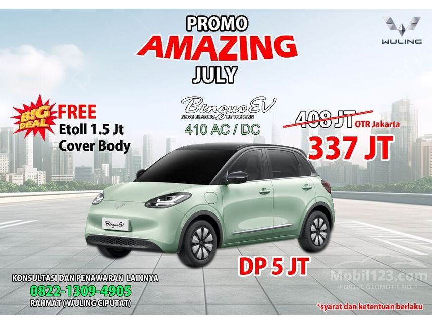 Jual Mobil Wuling Binguo EV 2024 410Km Premium Range di Banten Automatic Hatchback Abu-abu Rp ...