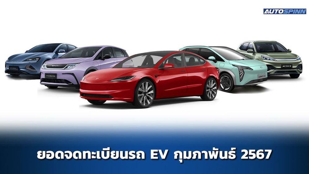 ยอดจดทะเบียนรถยนต์ไฟฟ้า กุมภาพันธ์ 2567 - EV Trends