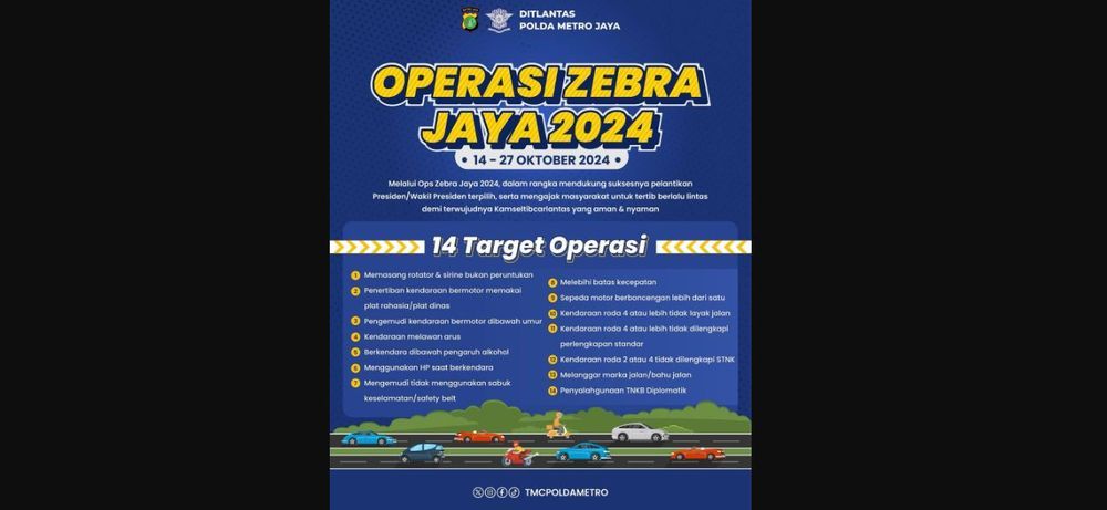 Catat! Operasi Zebra 2024 Mulai Berlaku, Ini 14 Target Operasinya - Berita Otomotif | Mobil123